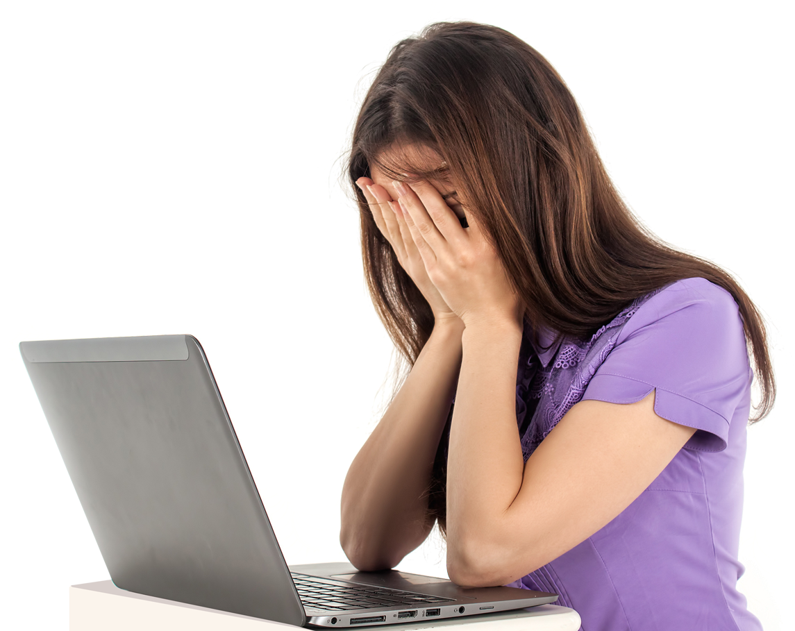 Download Sad Girl In Front Of Laptop Png - Sad Girl On Laptop - Full ...