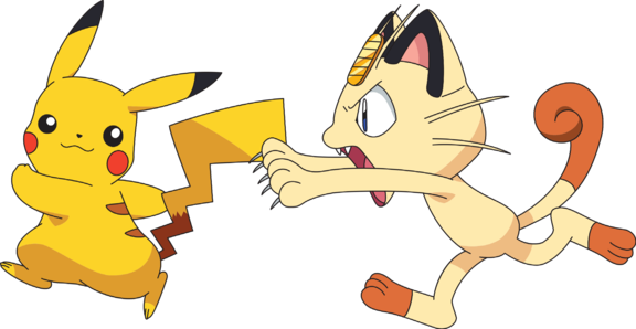 Download 576px Pikachu And Meowth - Gusseted Cotton Bag Pocket Monster ...