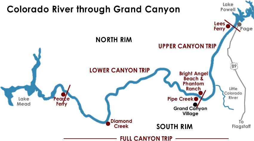 Download Map Of Colorado River In Grand Canyon - Diagram - Full Size ...