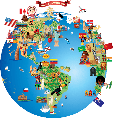 Download Cartoon Map Of World Clipart - Desenho Mapa Do Mundo - Full ...