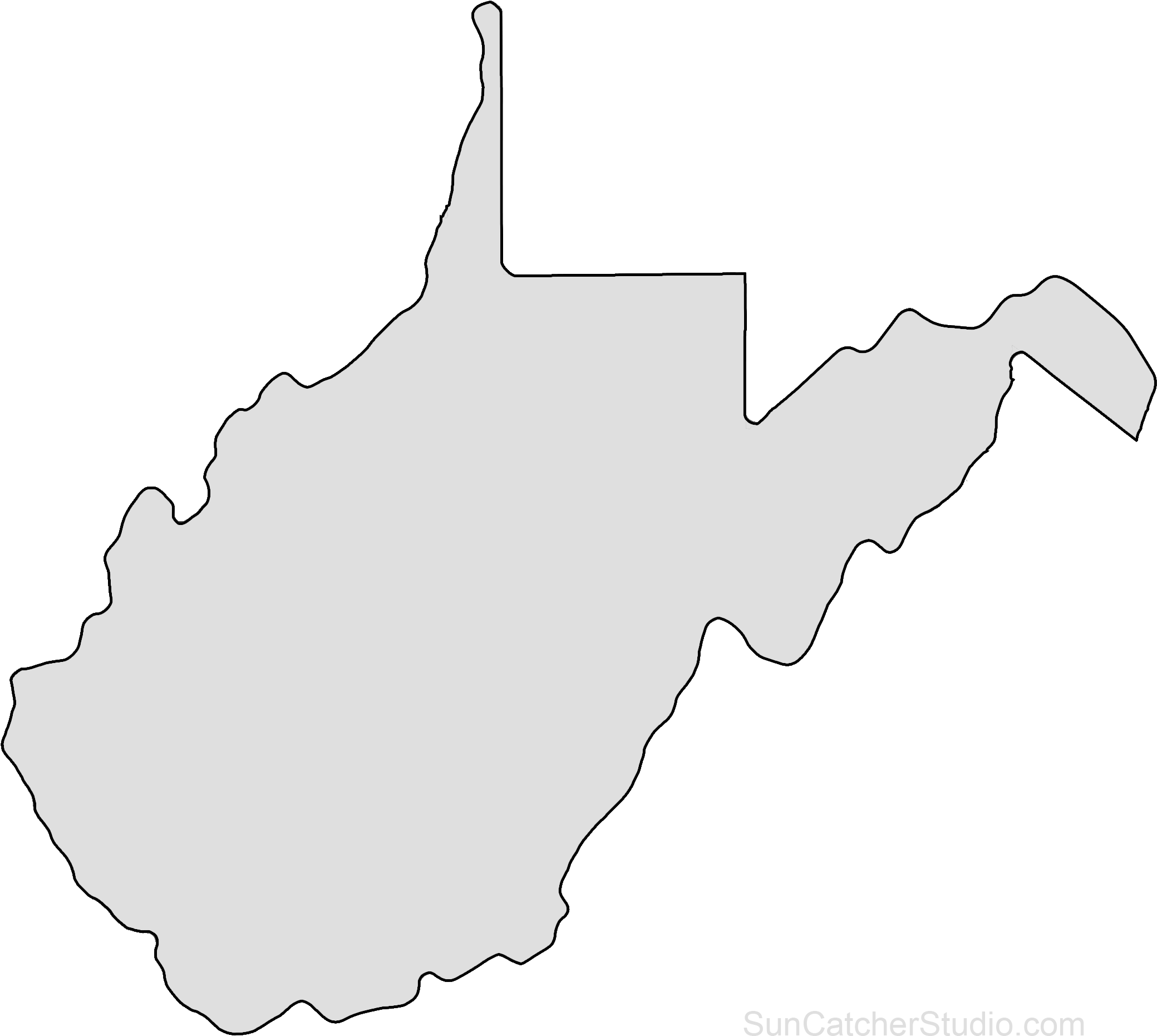 Download Transparent West Virginia Map Outline Png Shape State Stencil ...