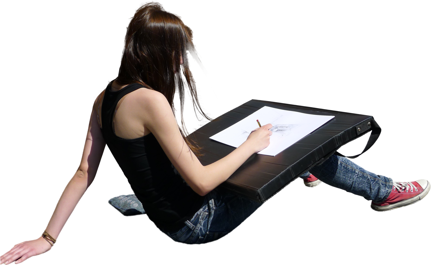 Download Girlsittingdrawing - Sitting - Full Size PNG Image - PNGkit