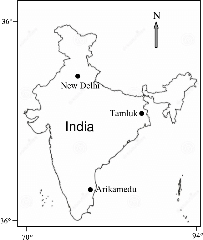 Download Map Of India Showing Position Of Tamluk And Arikamedu - Map ...
