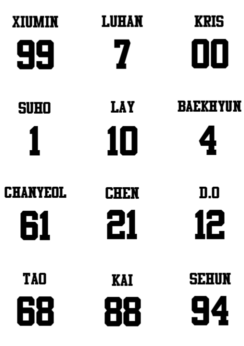 Download Exo Members Numbers - Full Size PNG Image - PNGkit