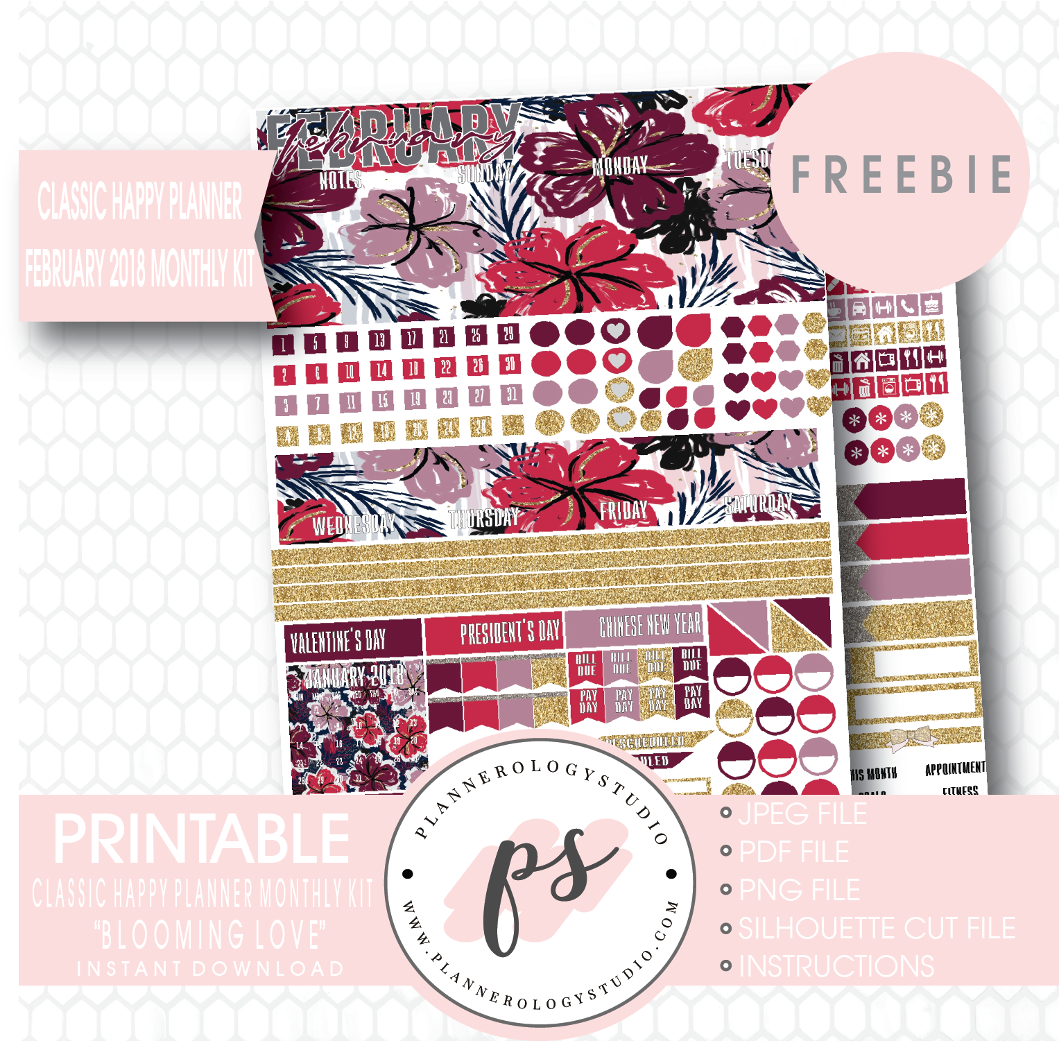 Download Blooming Love Classic Happy Planner February 2018 Monthly download-blooming-love-classic-happy-planner-february-2018-monthly