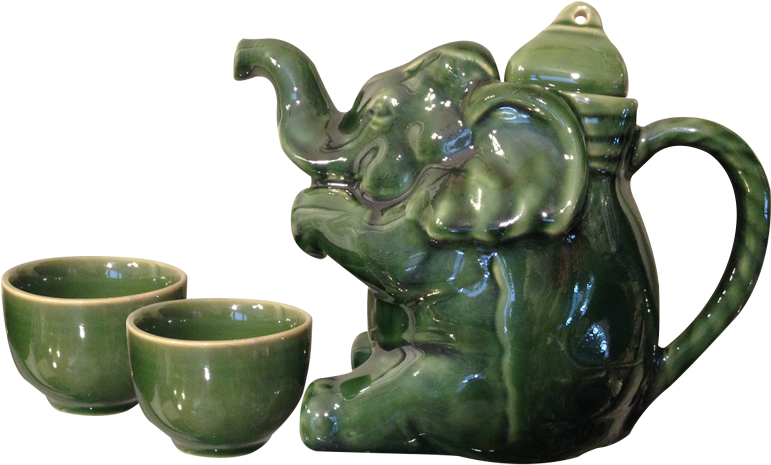 Download Cv1-dg Dark Green Elephant Tea Set - Ceramic - Full Size PNG ...