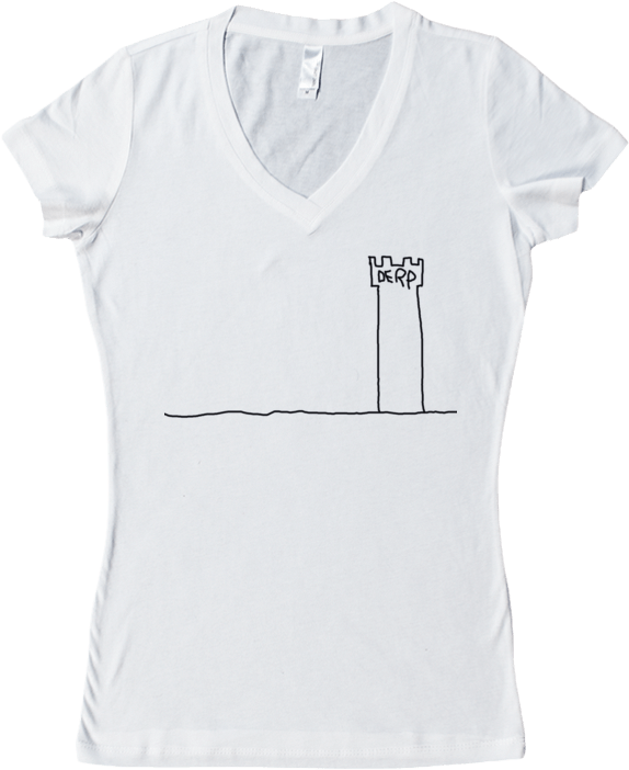 Download The Derp Tower Women's V-neck - Active Shirt - Full Size PNG ...