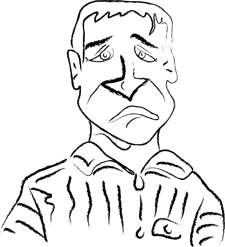 Download Free Vector Freehand Sad Man - Sad People Cartoon Black And ...