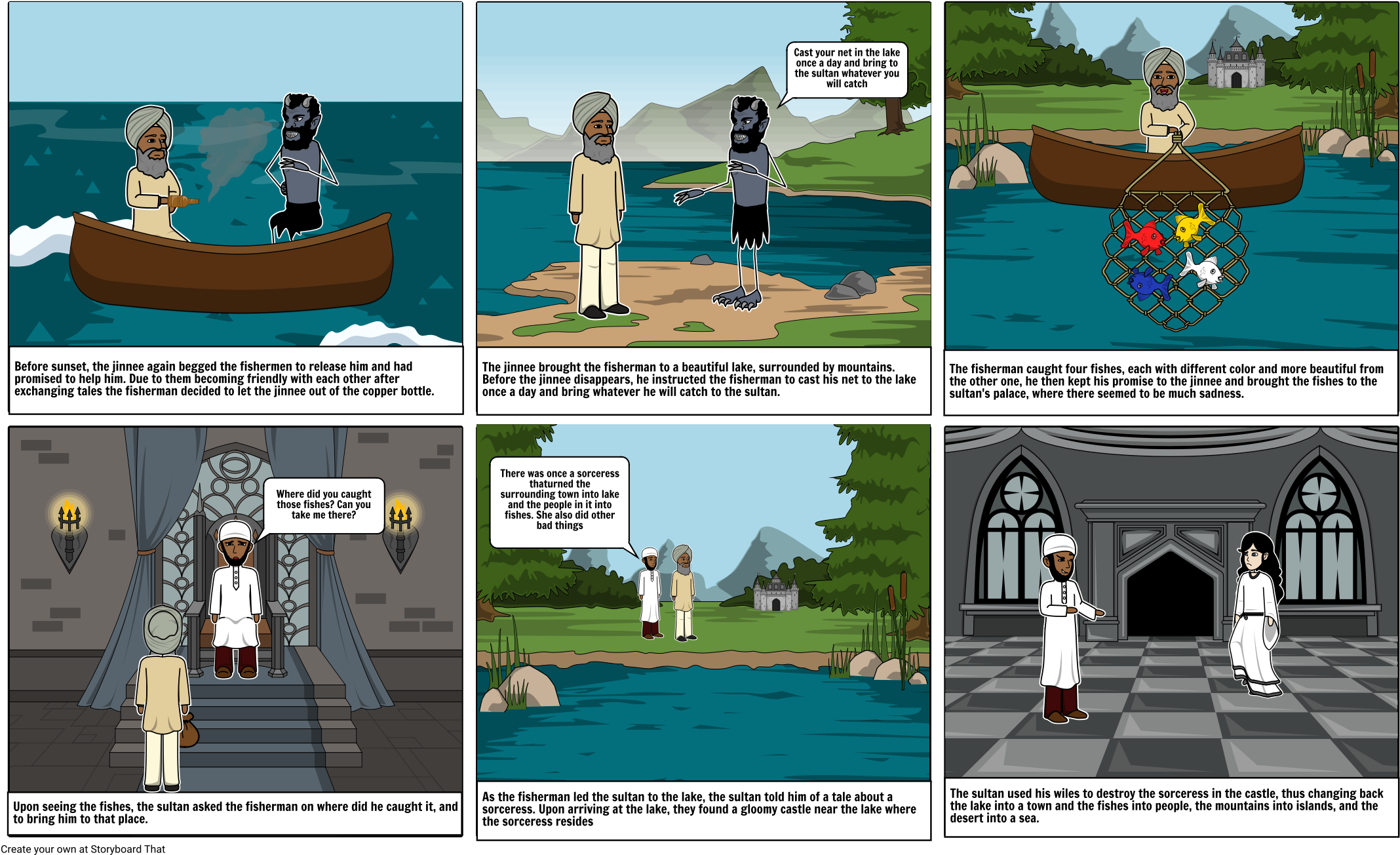 Download The Fisherman And The Jinnee Part - Storyboard - Full Size PNG ...