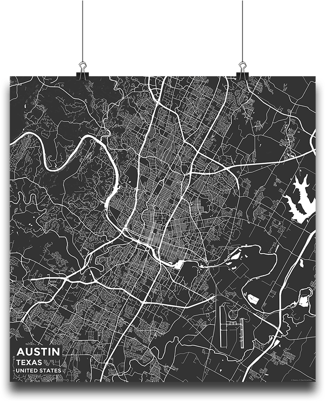 Download Premium Map Poster Of Austin Texas - Austin Map Texas ...