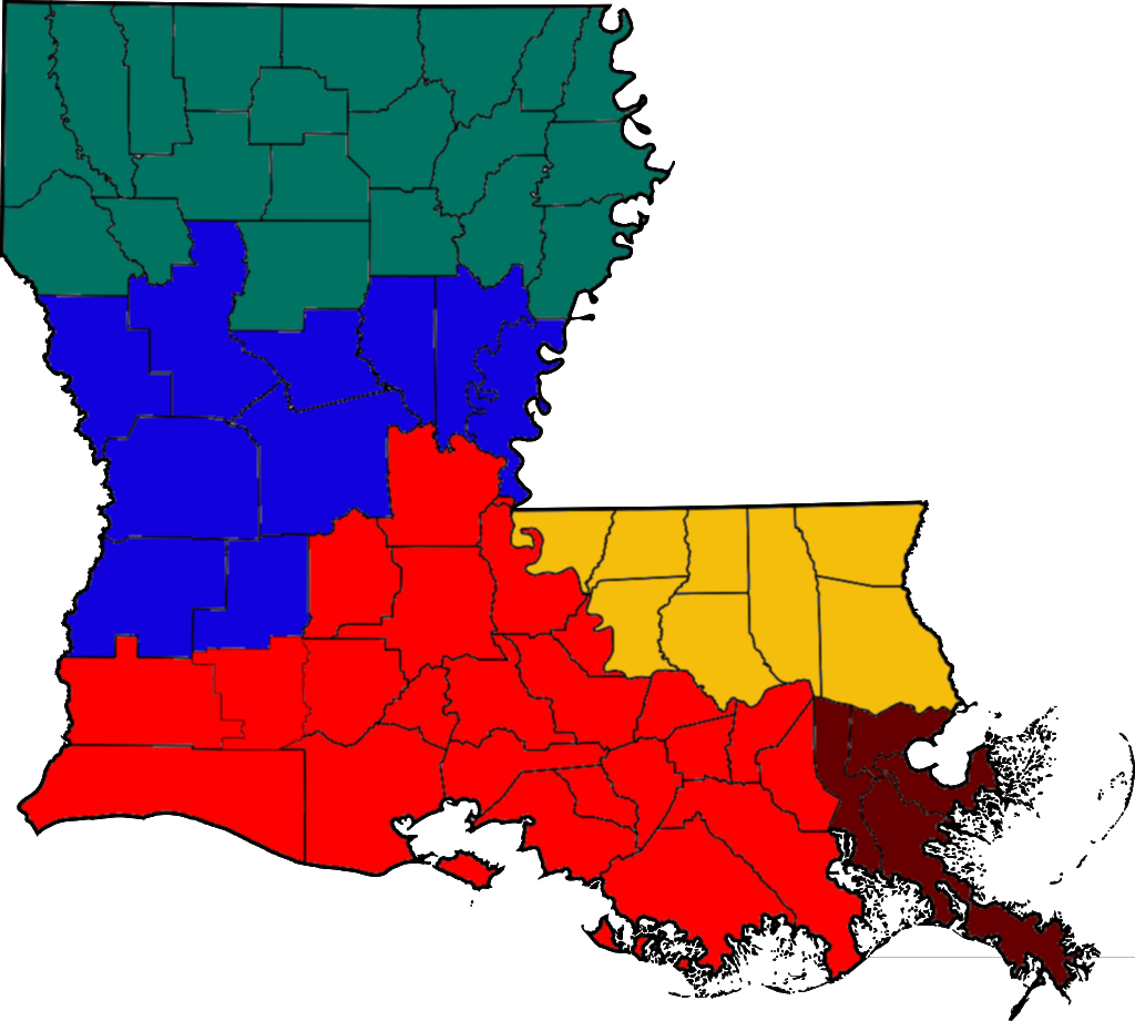 Download Transparent Blank Louisiana Regions Map - Louisiana Regions ...