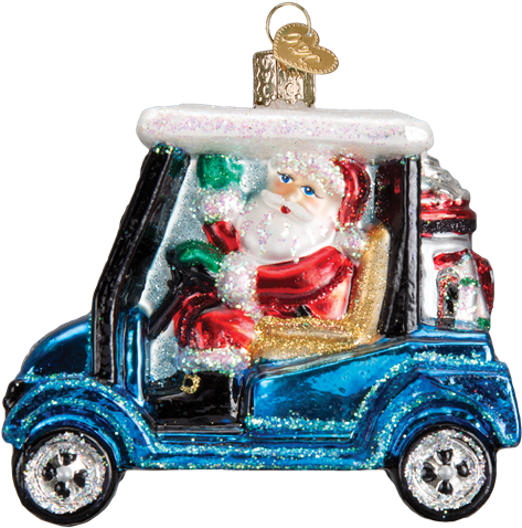 Download Old World Christmas Santa Driving Golf Cart - Full Size PNG ...