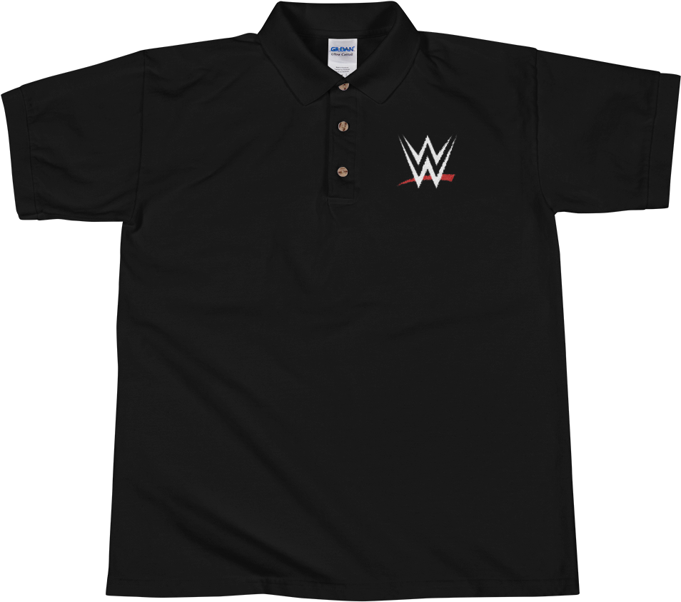 Download Wwe Logo Embroidered Polo Shirt - Black T Shirt Jpg - Full ...