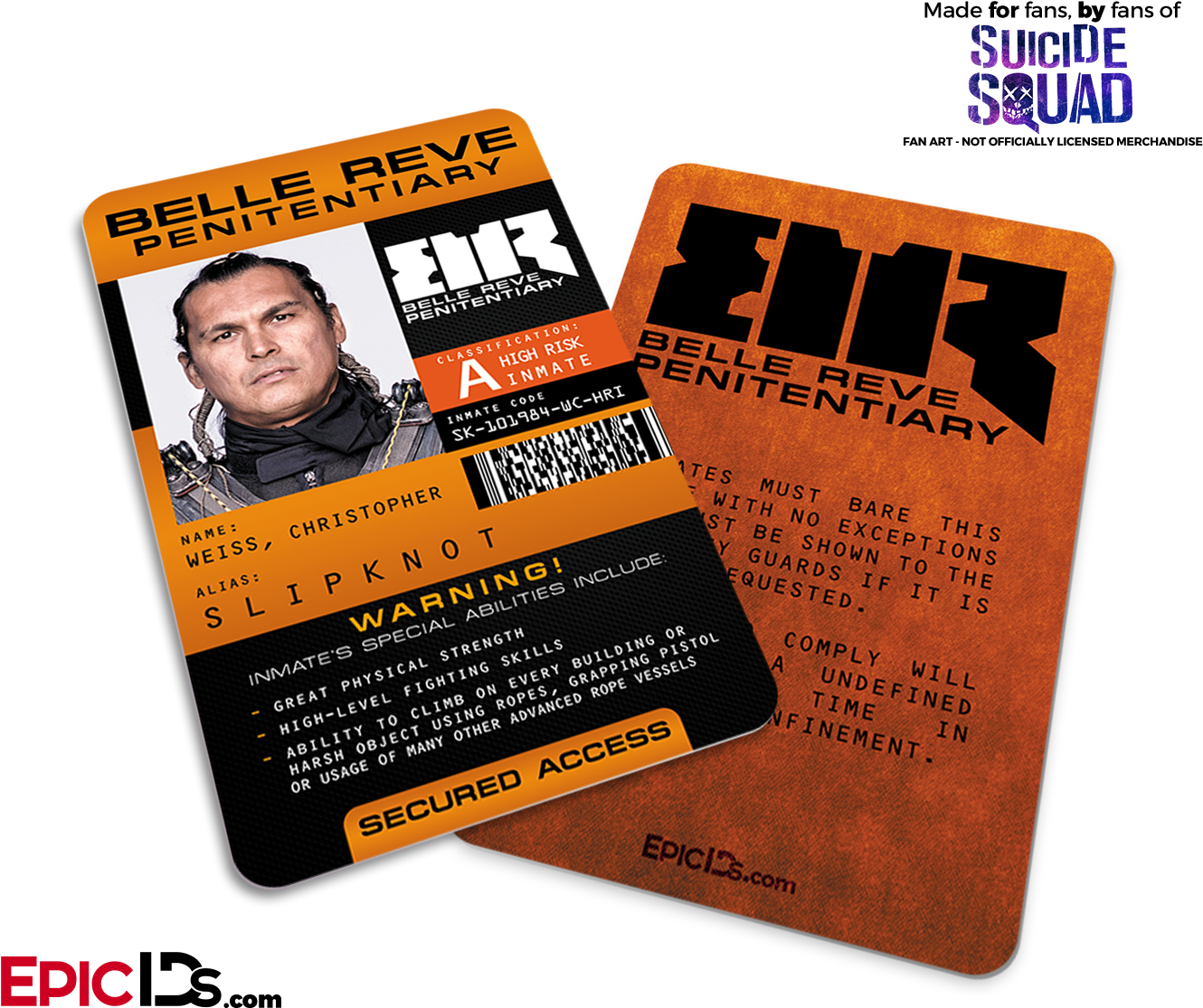 Download Belle Reve Penitentiary 'suicide Squad' Inmate Id Card ...