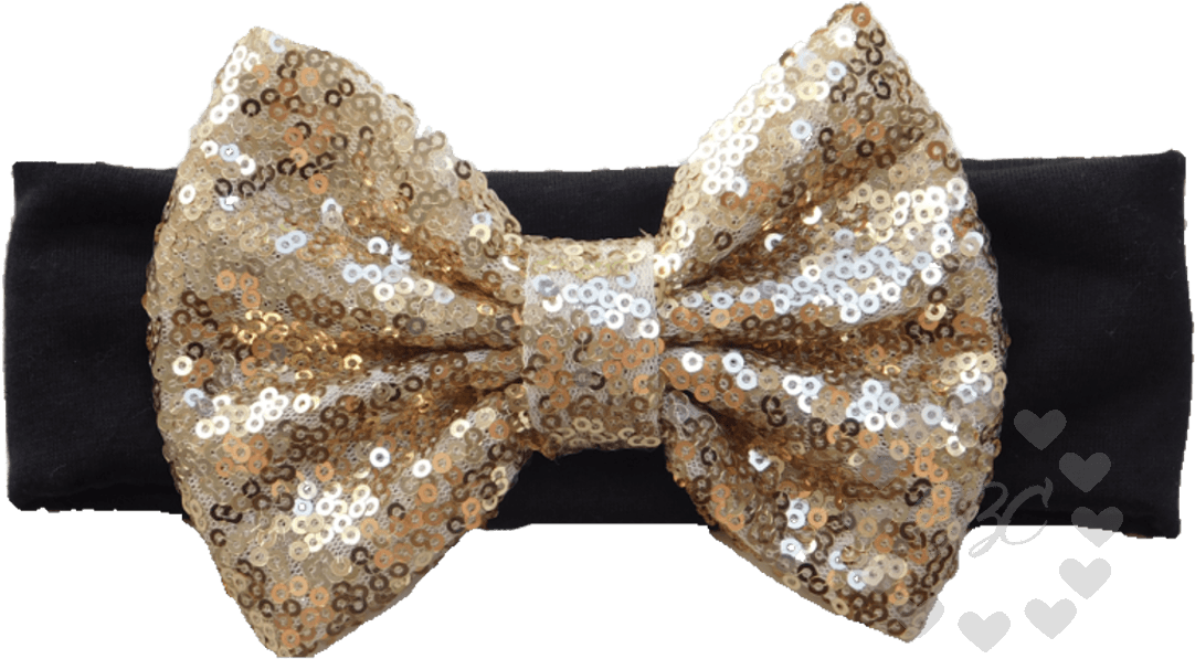 Download Black Headband With Gold Sequin Bow - Paisley - Full Size PNG Image - PNGkit