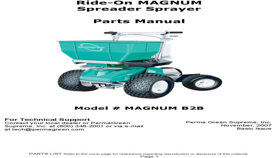 Download Ride On Magnum Spreader Sprayer Parts Manual Magnum - Cart ...