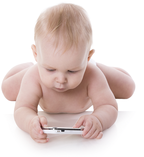 Download Edu2 - Baby On A Phone - Full Size PNG Image - PNGkit