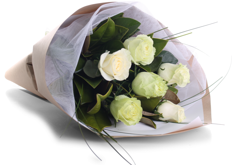 Download Cream And Green Rose Bouquet - Green - Full Size PNG Image ...