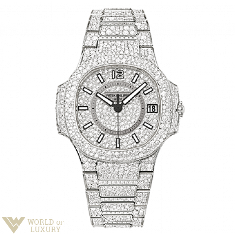 Download Patek Philippe Nautilus Diamond Paved 18k White Gold - Patek ...