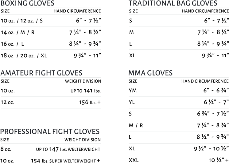 Download Hand Icon, Glove Chart - Combat Sports Pro Style Mma Gloves ...
