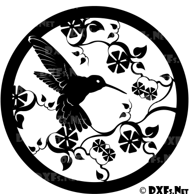 Download Hummingbird With Flowers Design For Cnc Cutting - Dxf Files ...