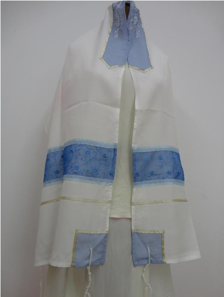 Download Blue Strips Silk Tallit For Women - Women's Talit - Full Size ...