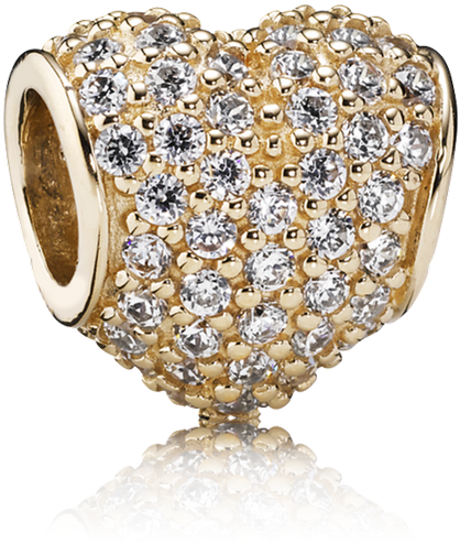 Download Pavé Heart Charm, Clear Cz - Pandora Gold Pave Heart Charm ...