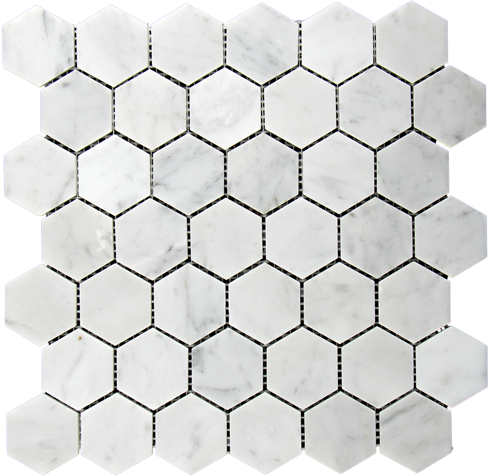 Download 2" Bianco Gioia Marble Mosaic Tile Hexagon - Mesh - Full Size ...