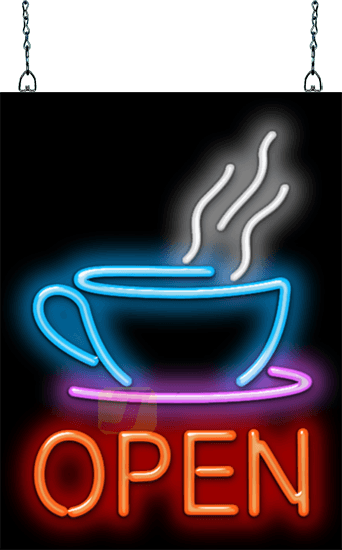 Download Coffee Cup Neon Open Sign - Coffee Open Neon Sign - Full Size ...