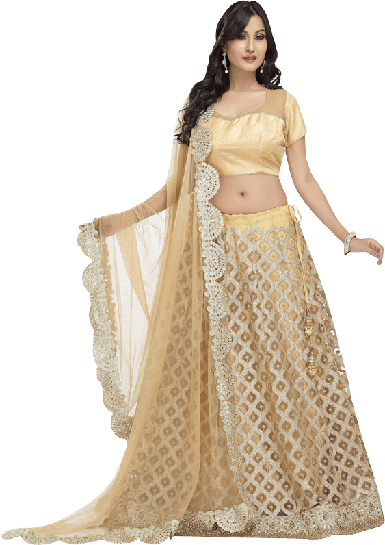 Download Gold Ghagra Choli - Full Size PNG Image - PNGkit