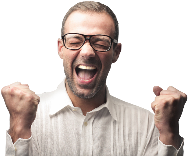 Download Excited Man With Glasses Rejoicing Him Success - Glasses ...