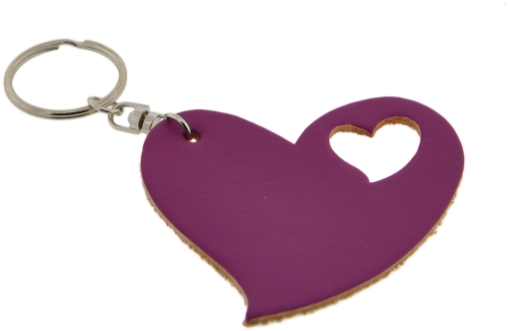Download Double Heart Leather Keychain Lkdh14-purple/natural - Keychain ...
