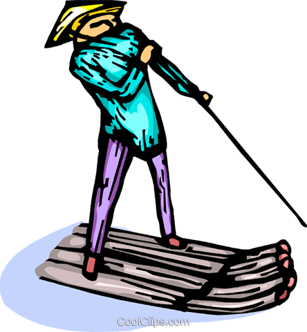 Download Asian Man On A River Raft With A Pole Royalty Free - Raft ...