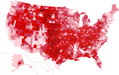 Download Results By County, Shaded According To Percentage Of - Trump ...