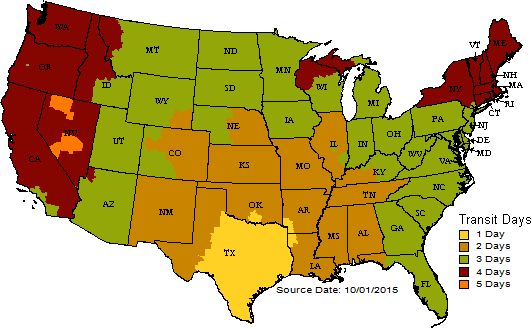 Download Transparent Ups Ground Delivery Map - Ups Shipping Map From Tx ...