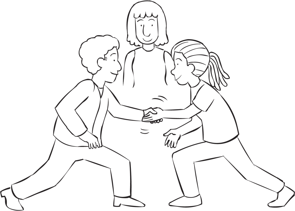 Download Back Two People Step Forward On One Leg To Shake Hands ...