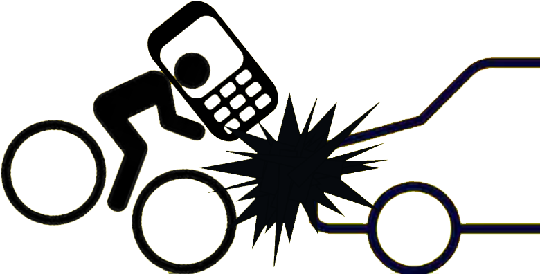 Download Distracted Bicyclist On Cell Phone Crashes Into Car - Warning ...