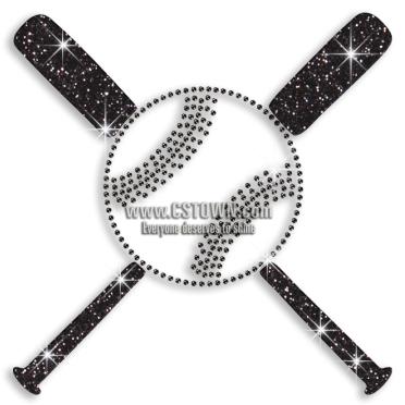 Download Black Baseball Bats Iron On Rhinestone Glitter Transfer ...