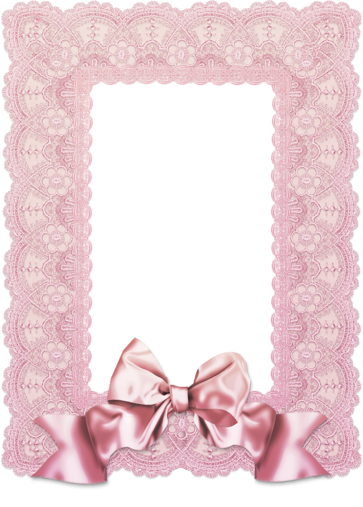 Download Frame With Pink Lace And Silk Ribbon - Pink Lace Frame Png ...