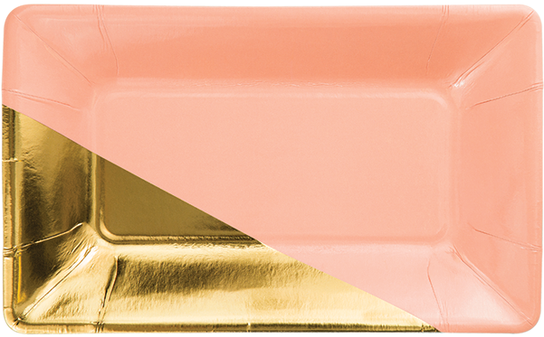 Download Coral & Gold Foil Rectangular Plate - Creative Converting Gold ...