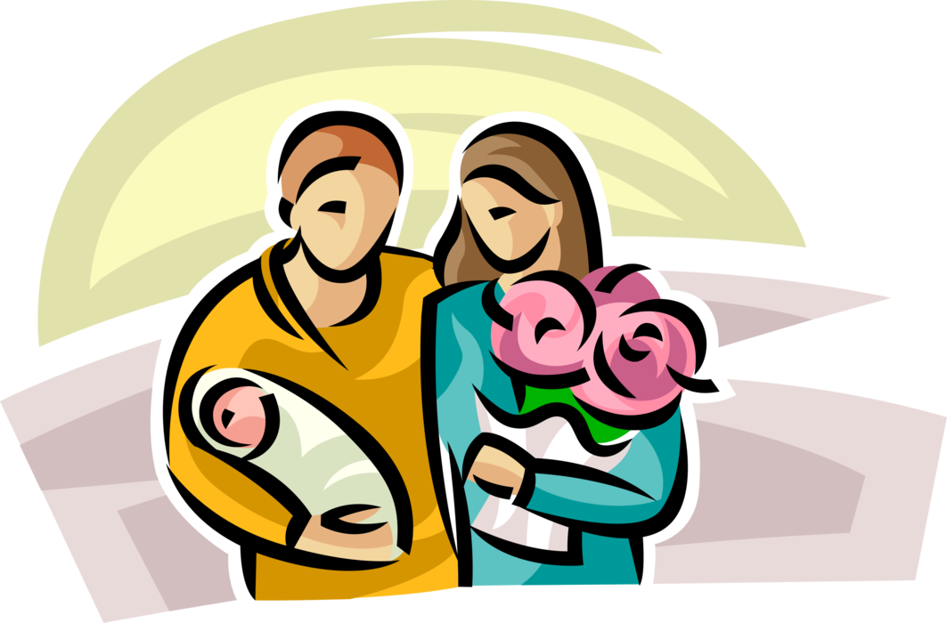 Download Vector Illustration Of Proud Parents With Newborn Infant ...