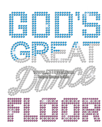 Download Bling God's Great Dance Floor Rhinestone Iron On - Cross ...
