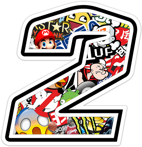 Download Car & Motorbike Stickers - Numero 2 Sticker Bomb - Full Size ...