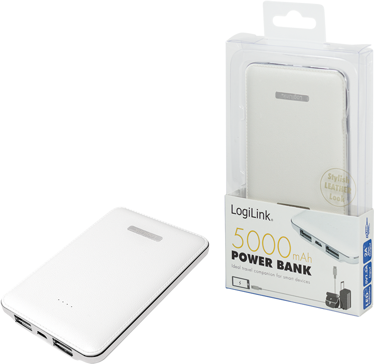 Download Image (png) - Ultra Slim Power Bank, 5000 Mah, White ...