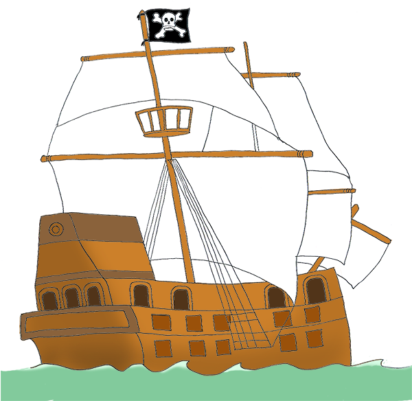Download Transparent Cartoon Pirate Ship Png - Greeting Card - PNGkit