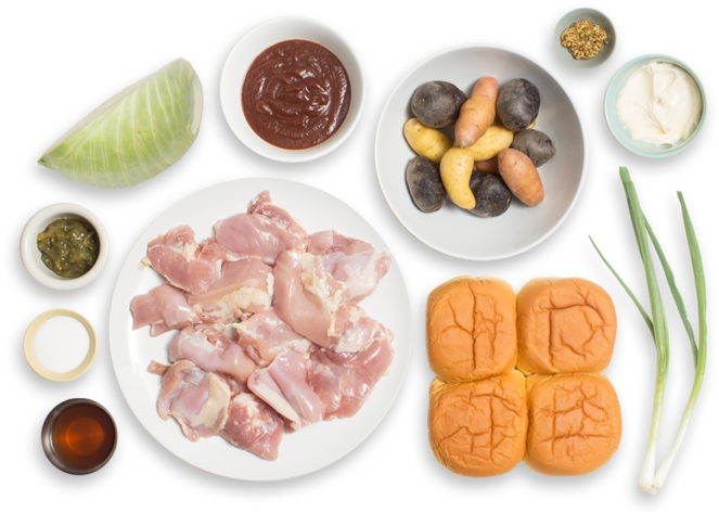 Download Shredded Bbq Chicken Sandwiches With Creamy Potato - Coleslaw ...