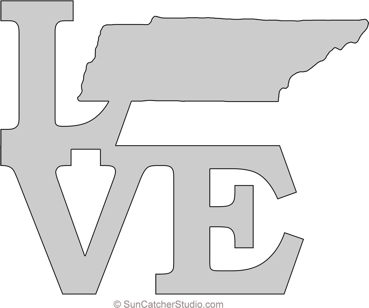 Download Tennessee Love Map Outline Scroll Saw Pattern Shape - Powder ...
