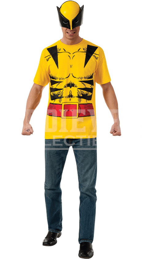 Download Adult Wolverine Costume Top And Mask - Marvel T Shirt Costume ...