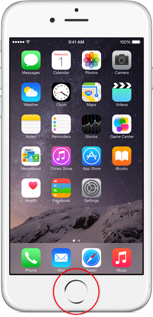 Download Press And Hold Home Button - Iphone 6 Unlocked - Full Size PNG ...