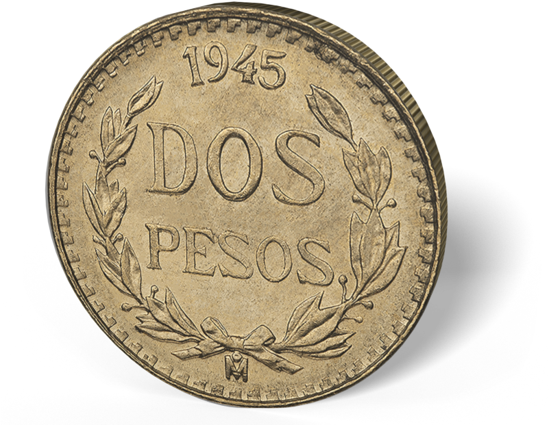 Download Mexican Gold 2 Peso - Gold - Full Size PNG Image - PNGkit